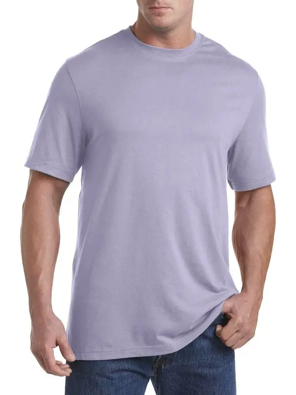 HARBOR BAY BY DXL Big & Tall Moisture-wicking Jersey T-shirt - Lavender Gray