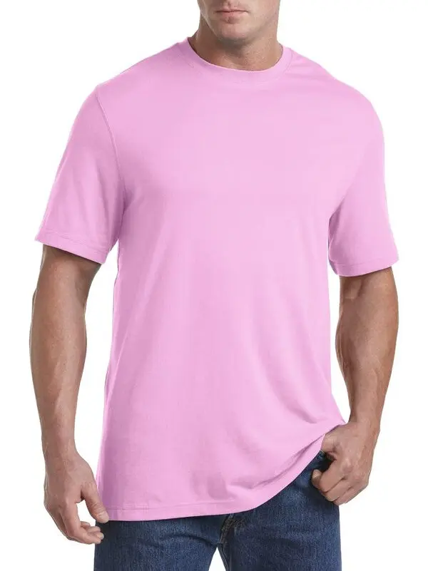 HARBOR BAY BY DXL Big & Tall Moisture-wicking Jersey T-shirt - Pastel Lavendar
