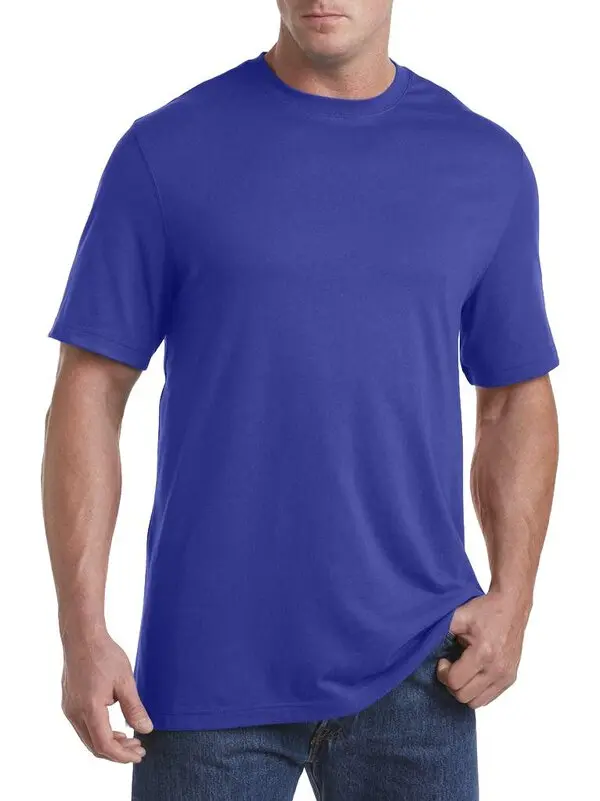 HARBOR BAY BY DXL Big & Tall Moisture-wicking Jersey T-shirt - Spectrum Blue
