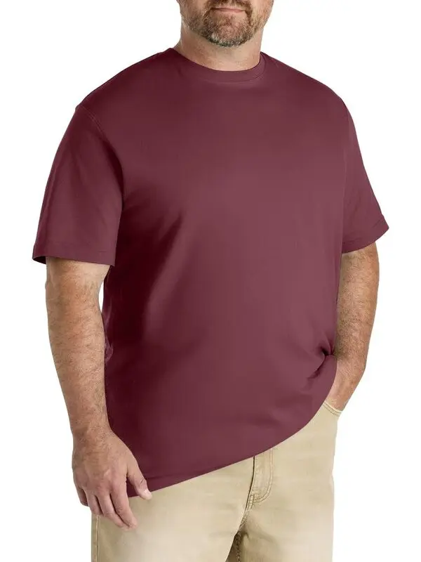 HARBOR BAY BY DXL Big & Tall Moisture-wicking Jersey T-shirt - Zinfandel