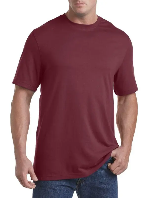 HARBOR BAY BY DXL Big & Tall Moisture-wicking Jersey T-shirt - Zinfandel