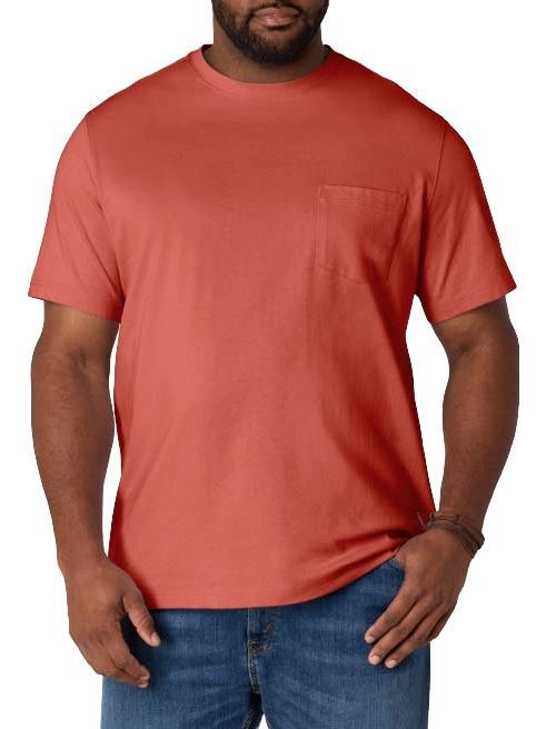 HARBOR BAY BY DXL Big & Tall Moisture-wicking Pocket T-shirt - Baked Apple