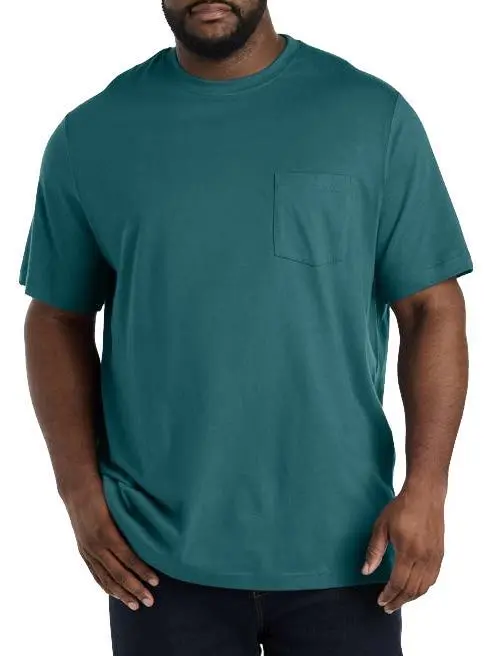 HARBOR BAY BY DXL Big & Tall Moisture-wicking Pocket T-shirt - Bayberry