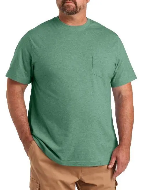 HARBOR BAY BY DXL Moisture-wicking Pocket T-shirt - Beryl Green Heather