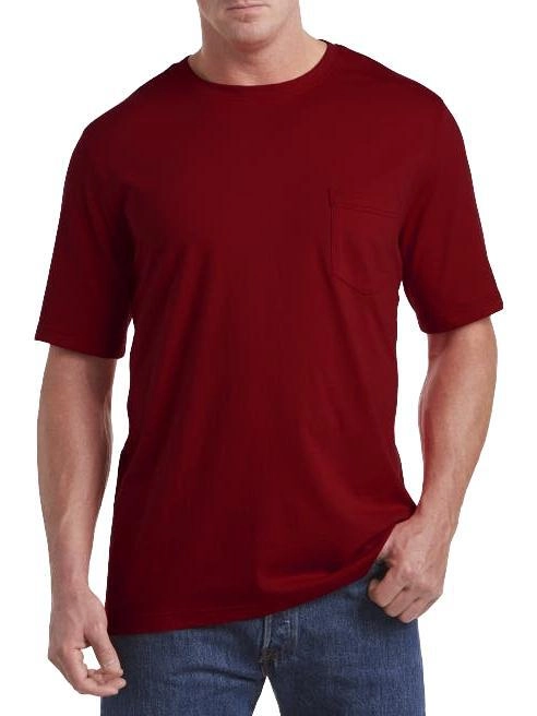 HARBOR BAY BY DXL Big & Tall Moisture-wicking Pocket T-shirt - Fire Red