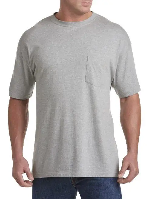 HARBOR BAY BY DXL Big & Tall Moisture-wicking Pocket T-shirt - Grey Heather