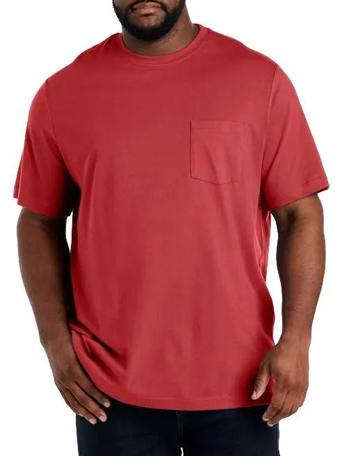 HARBOR BAY BY DXL Moisture-wicking Pocket T-shirt - Merlot Heather