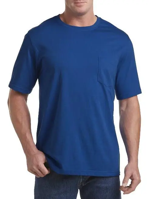 HARBOR BAY BY DXL Big & Tall Moisture-wicking Pocket T-shirt - Nautical Blue
