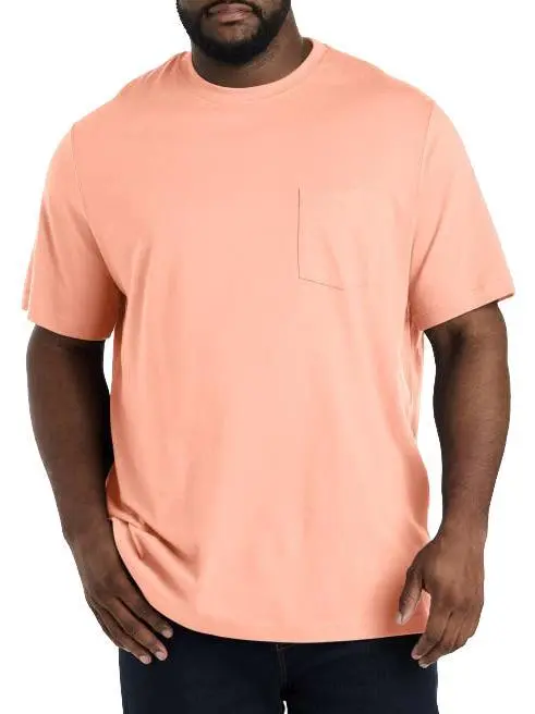 HARBOR BAY BY DXL Big & Tall Moisture-wicking Pocket T-shirt - Peach Fuzz