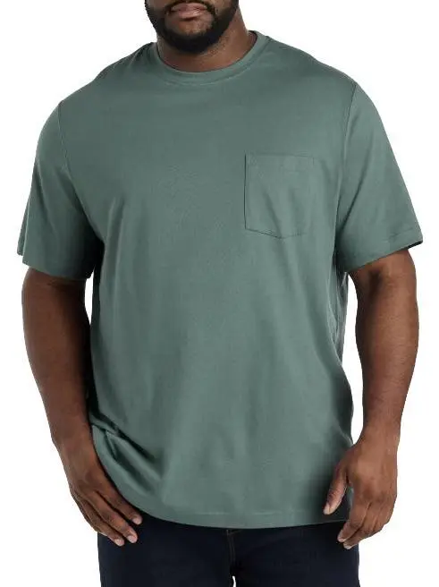 HARBOR BAY BY DXL Big & Tall Moisture-wicking Pocket T-shirt - Silver Pine
