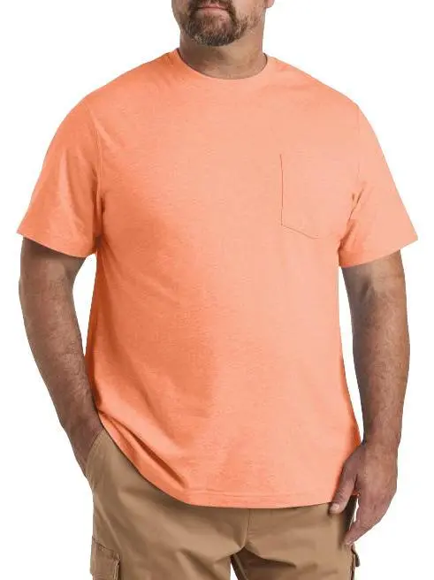 HARBOR BAY BY DXL Moisture-wicking Pocket T-shirt - Tangerine Heather