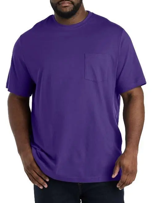 HARBOR BAY BY DXL Big & Tall Moisture-wicking Pocket T-shirt - Violet Indigo
