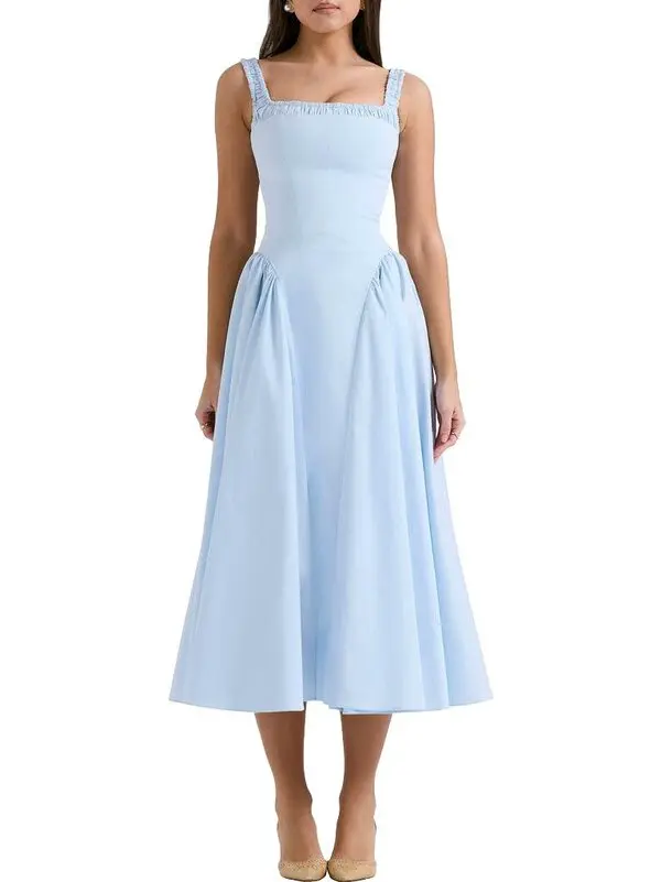 House Of Cb Dorothy B Pima Cotton-blend Midi Dress - Nan Tucket Breeze