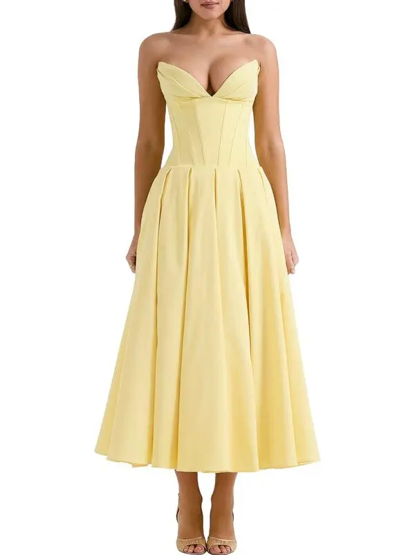 House Of Cb Lady E Strapless Corset Gown - Sunshine