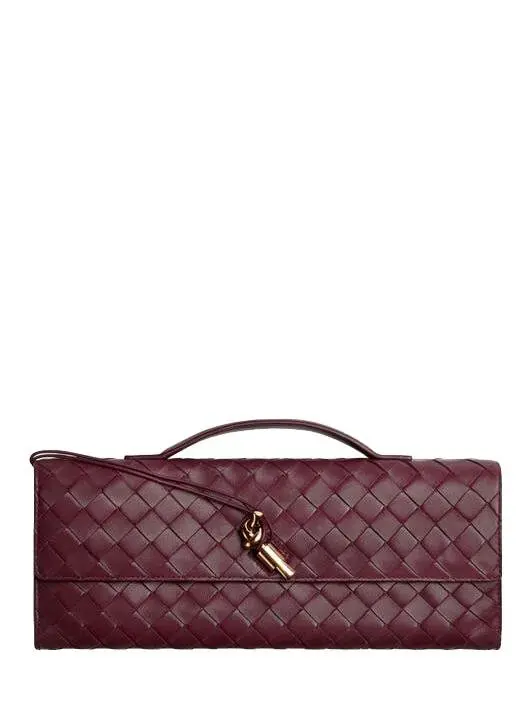 Bottega Veneta Long Andiamo Intrecciato Clutch - 2250 Barolo-m Brass
