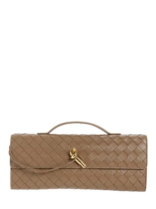 Bottega Veneta Long Andiamo Intrecciato Clutch - 2360 Pinecone-m Brass
