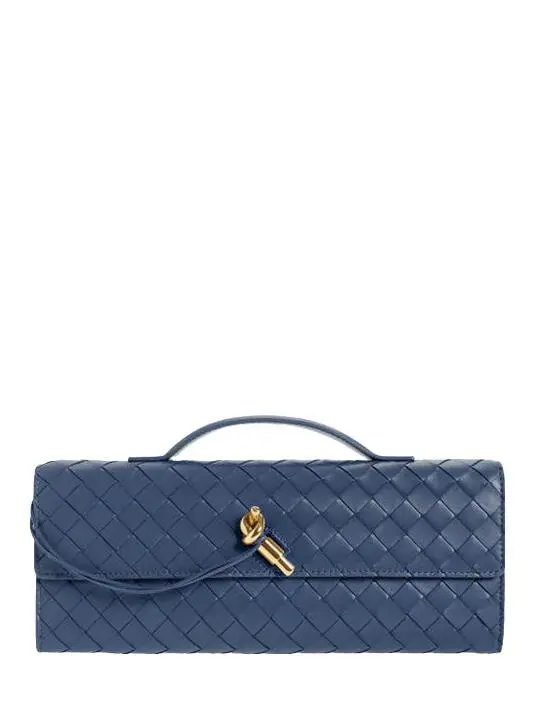 Bottega Veneta Long Andiamo Intrecciato Clutch - 4020 Blue Venezia-muse Br