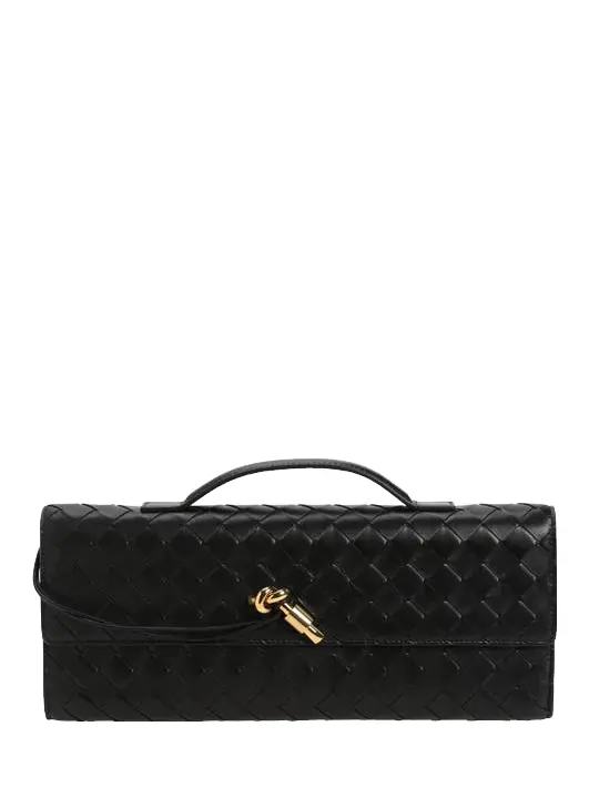 Bottega Veneta Long Andiamo Intrecciato Clutch - Black Brass