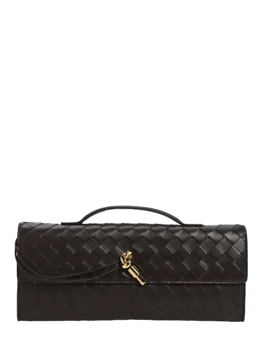Bottega Veneta Long Andiamo Intrecciato Clutch - Fondant Brass