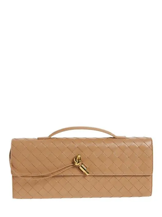 Bottega Veneta Long Andiamo Intrecciato Clutch - Pale Brown Brass