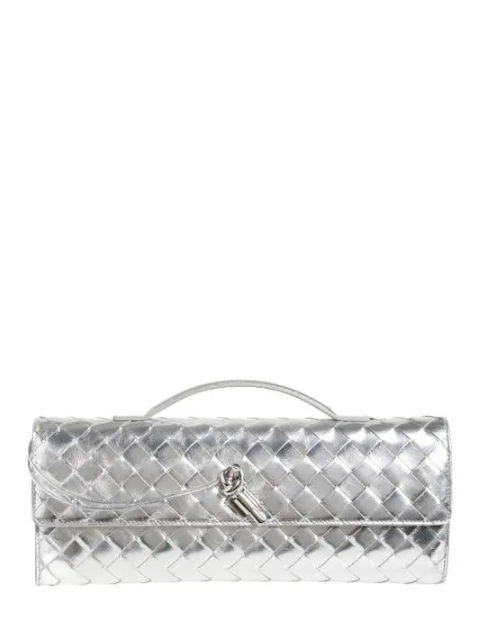 Bottega Veneta Long Andiamo Intrecciato Clutch - Silverilver