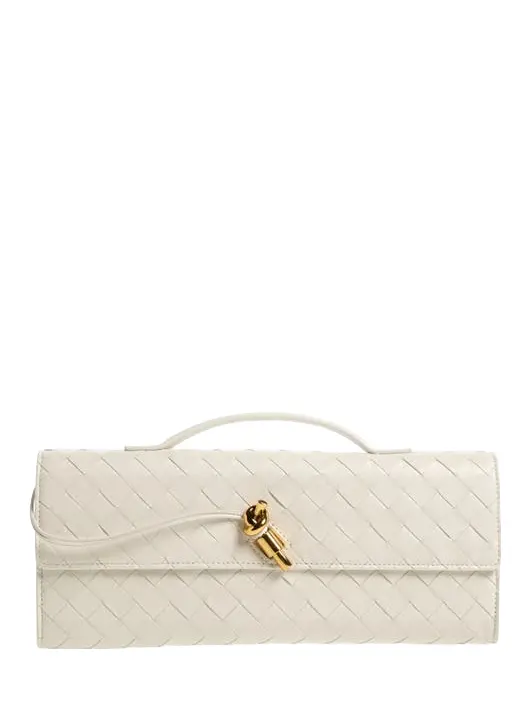 Bottega Veneta Long Andiamo Intrecciato Clutch - White-m Brass