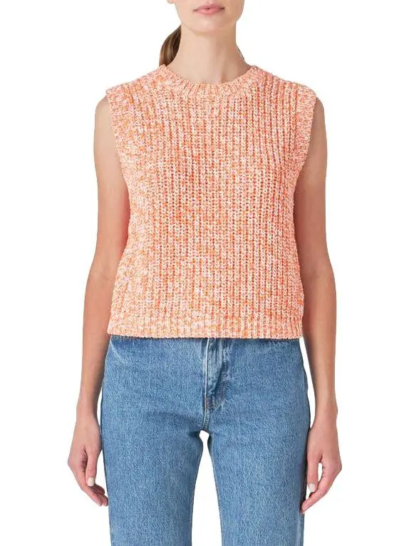 English Factory Marled Sleeveless Sweater - Orange/ White