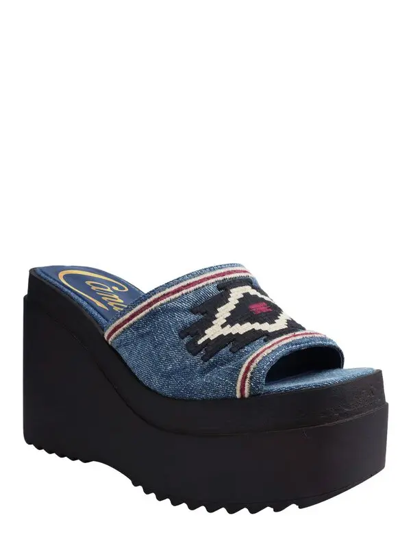 CANDIE'S Berina Platform Wedge Sandal - Blue