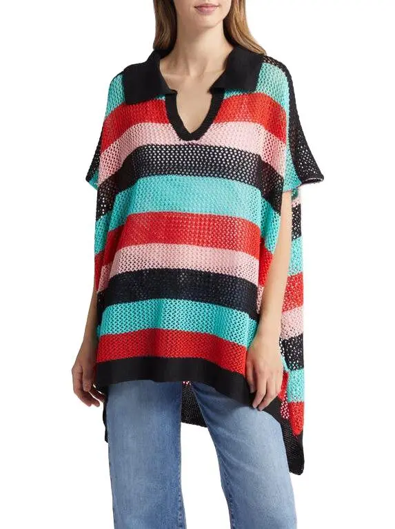 NIKKI LUND Stripe Open Stitch Sweater - Red Multi