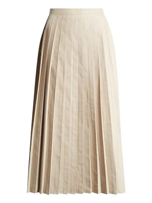 Emporio Armani Pleated Poplin Midi Skirt - Solid Medium Beige