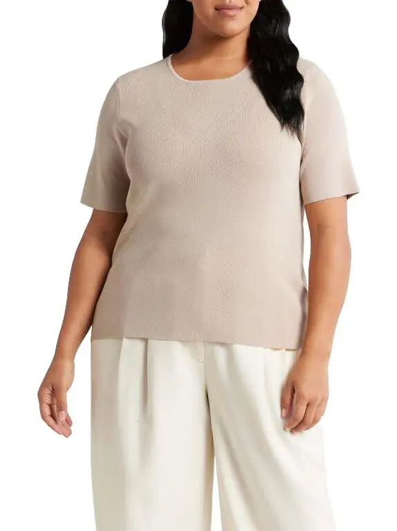 TAHARI ASL Short Sleeve Sweater - Sand