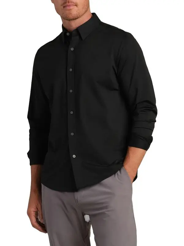 RHONE Commuter Classic Fit Stretch Button-up Shirt - Black Oxford