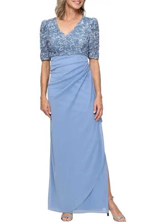 Alex Evenings Embellished Empire Waist Gown - Sky Blue