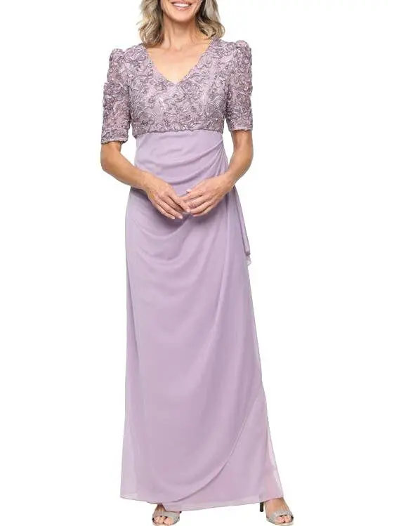Alex Evenings Embellished Empire Waist Gown - Wisteria
