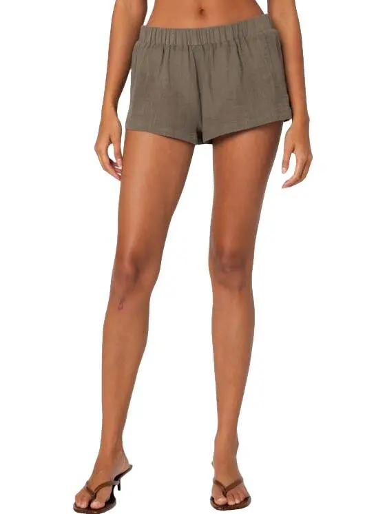 EDIKTED Harleigh Cotton Shorts - Olive