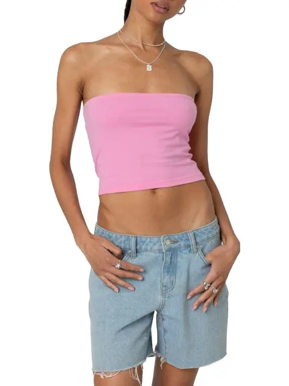 EDIKTED Stretch Cotton Tube Top - Pink