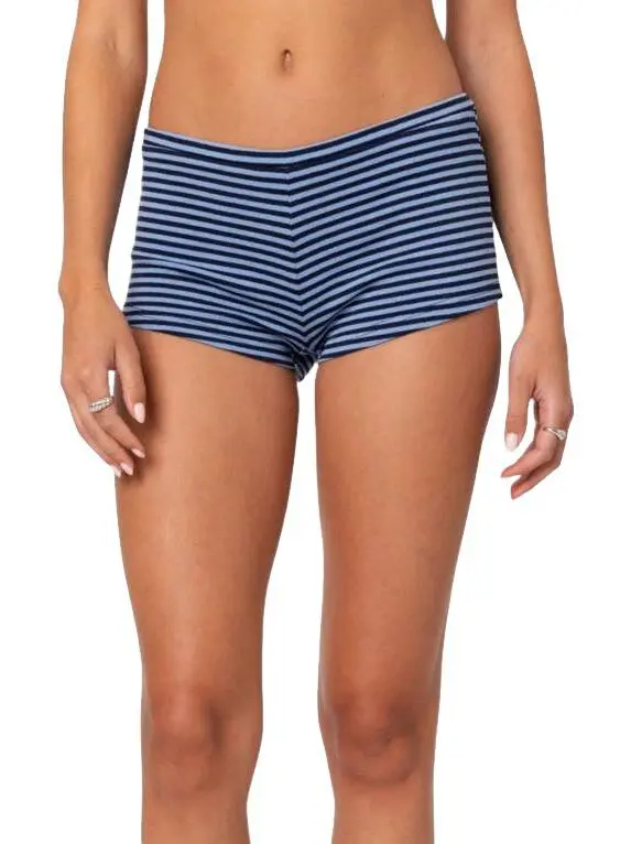 EDIKTED Levia Stripe Microshorts - Blue