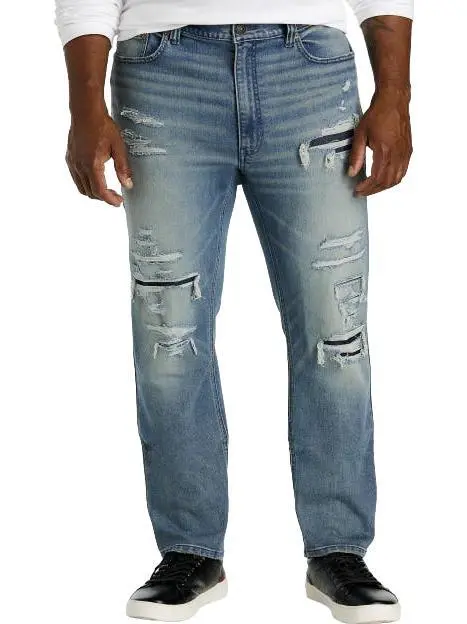 TRUE NATION BY DXL Big & Tall Ripped Tapered-fit Jeans - Worn To Pieces
