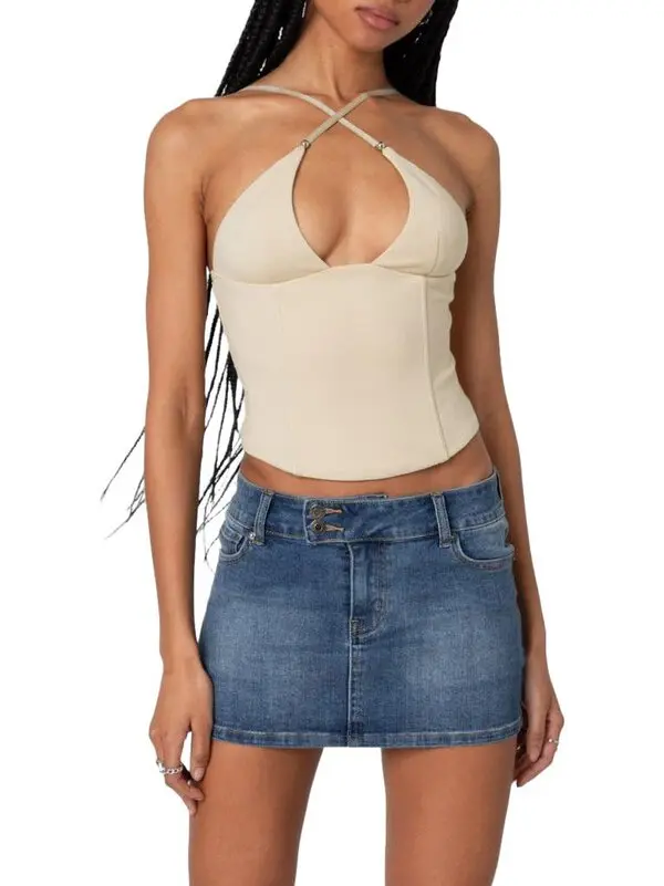 EDIKTED Lou Corset Camisole - Beige