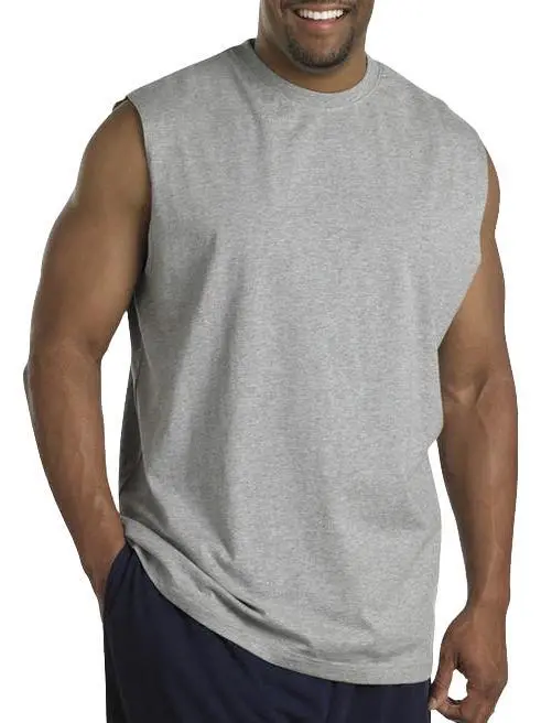 HARBOR BAY BY DXL Big & Tall Moisture-wicking Muscle T-shirt - Grey Hthr