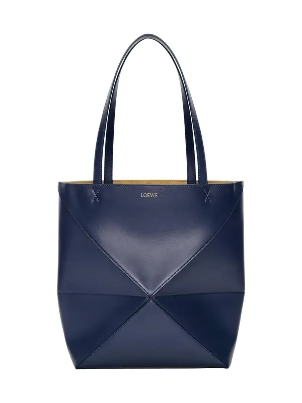Loewe Leather Puzzle Fold Tote Bag - Blue