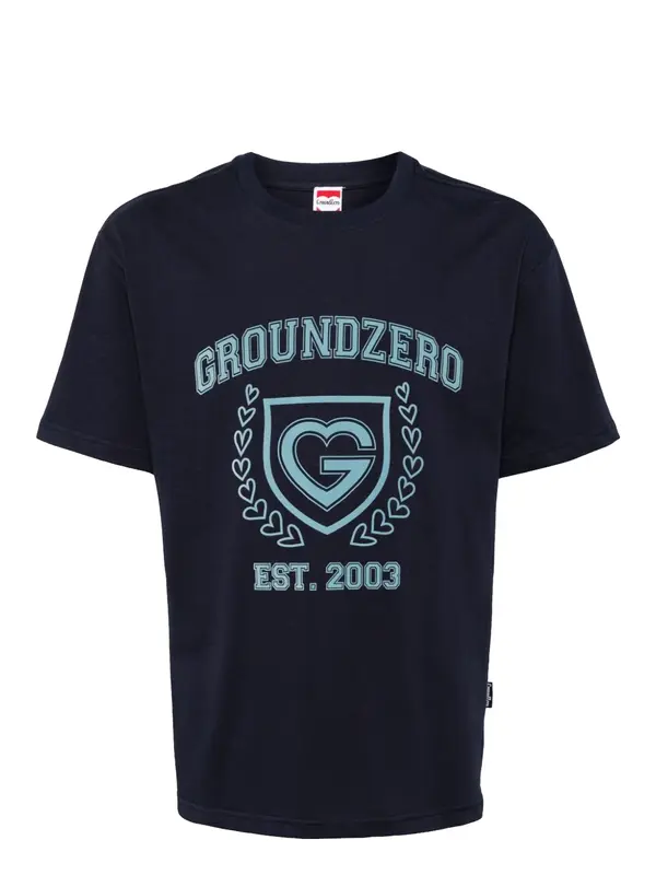 GROUND ZERO Logo-print Cotton T-shirt - Blue
