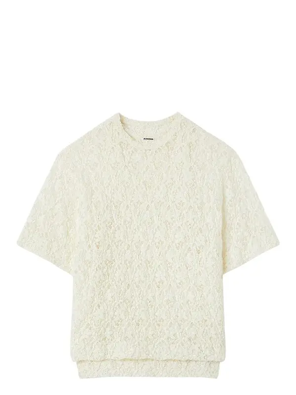 JIL SANDER Short-sleeved Lace T-shirt - White