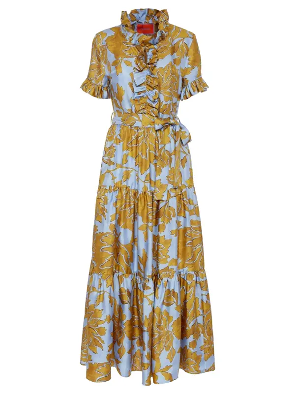 La DoubleJ Ruffle-trim Floral-print Dress - Yellow
