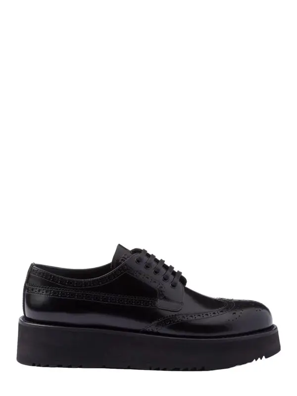 Prada Brushed Leather Lace-up Shoes - Black