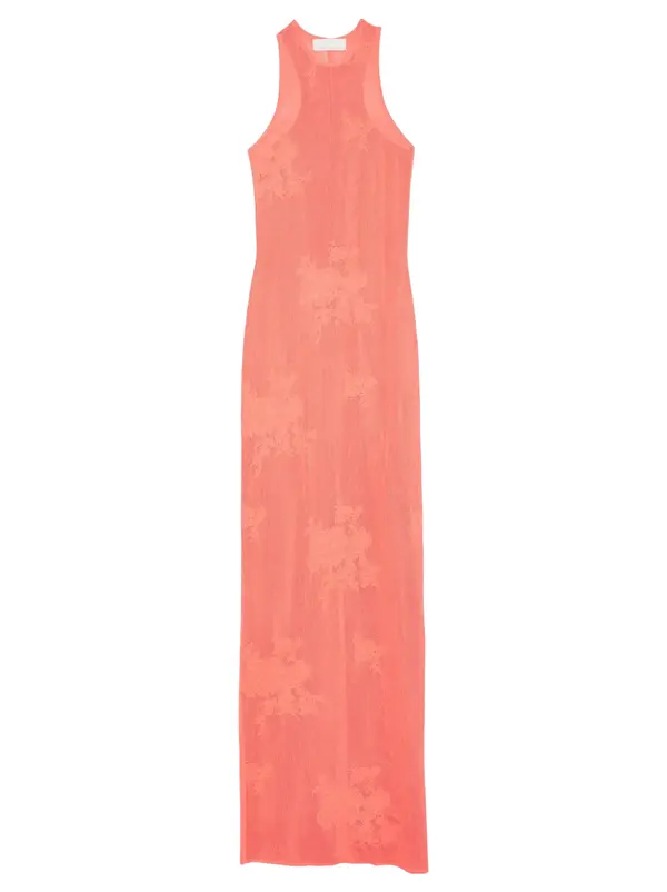 Fleur Du Mal Pointelle-knit Lace Maxi Dress - Orange