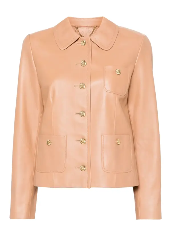 Gucci Logo-buttons Leather Jacket - Pink