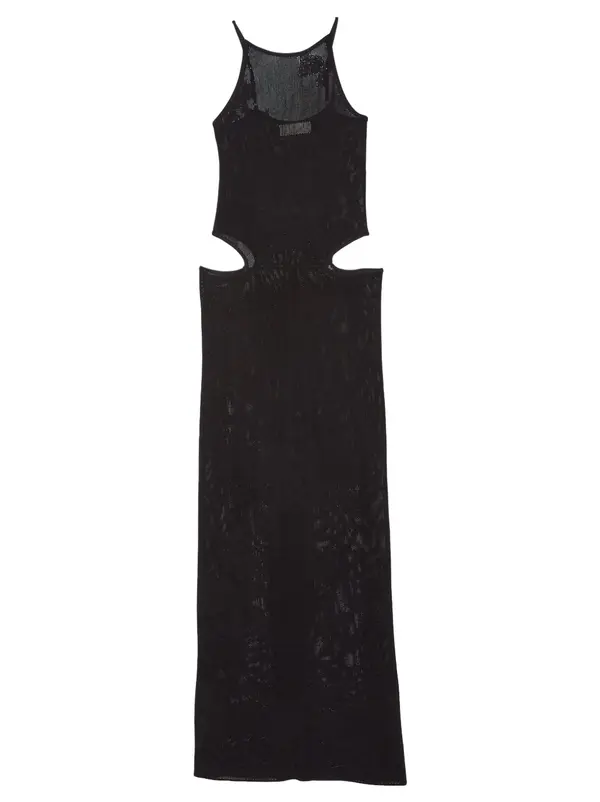 Fleur Du Mal Pointelle-knit Lace Maxi Dress - Black