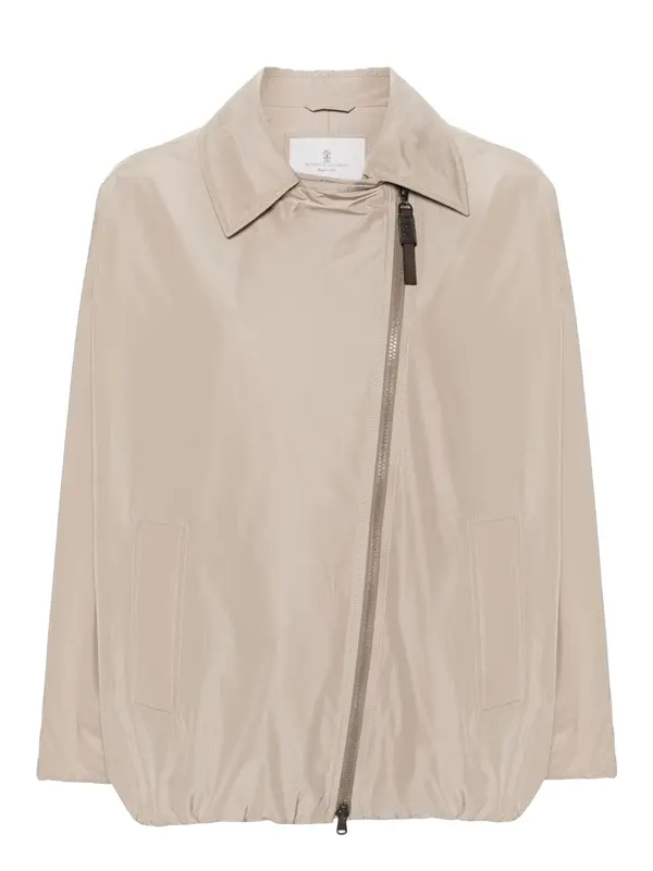 Brunello Cucinelli Off-centre Zip Padded Jacket - Neutrals