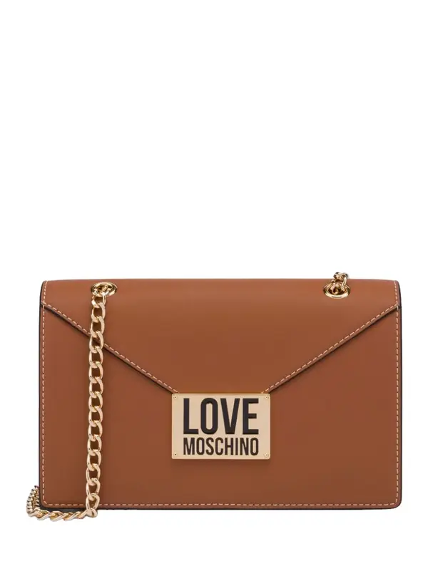 Moschino Logo-plaque Chain Shoulder Bag - Brown
